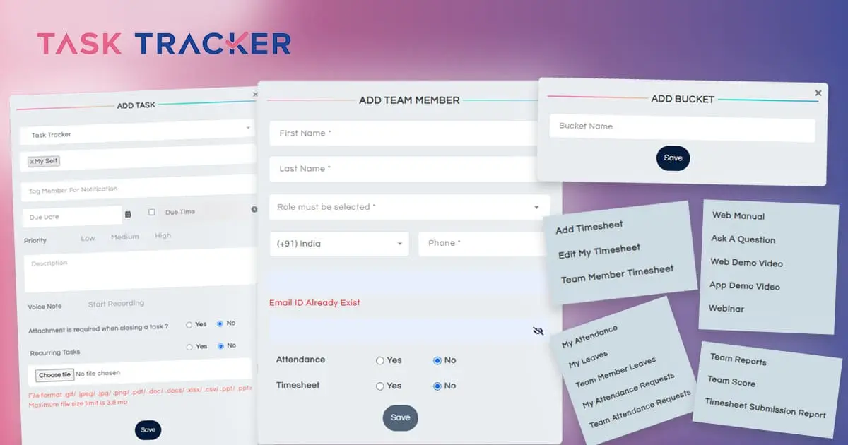 Workflow And Attendance Management Features | Task Tracker